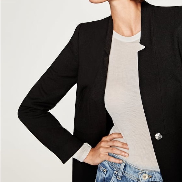 Zara | Jackets & Coats | Nwt Zara Navy Inverted Collar Frock Coat ...